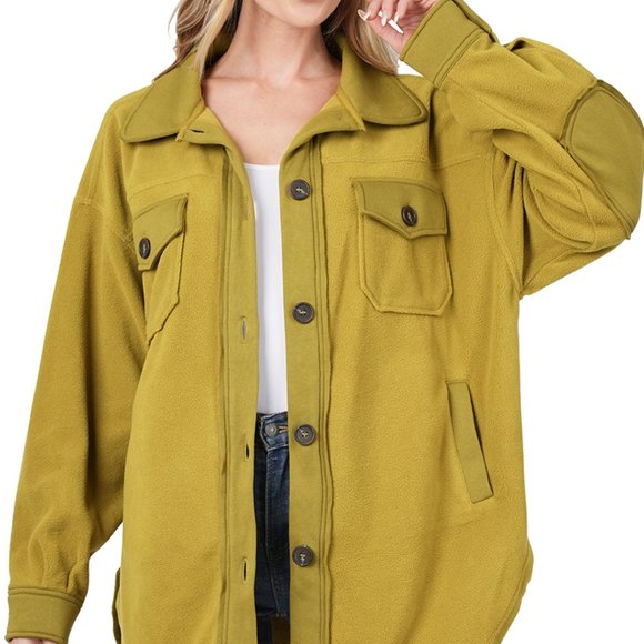 Zenana Outfitters | Jackets & Coats | Zenana Oversized Fleece Shacket ...